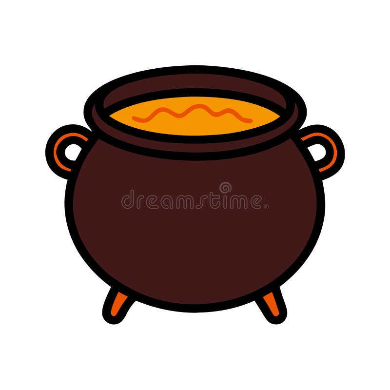 A Cartoon Pot of Soup with a Yellowish Color Stock Illustration ...