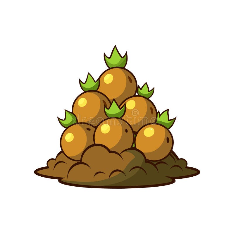 Cartoon Potatoes Pile in Brown Soil Illustration Stock Photo ...