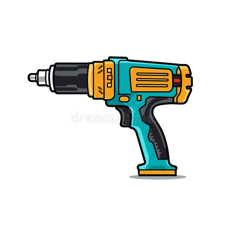 Cartoon Power Drill in Blue and Yellow Colors Stock Illustration ...