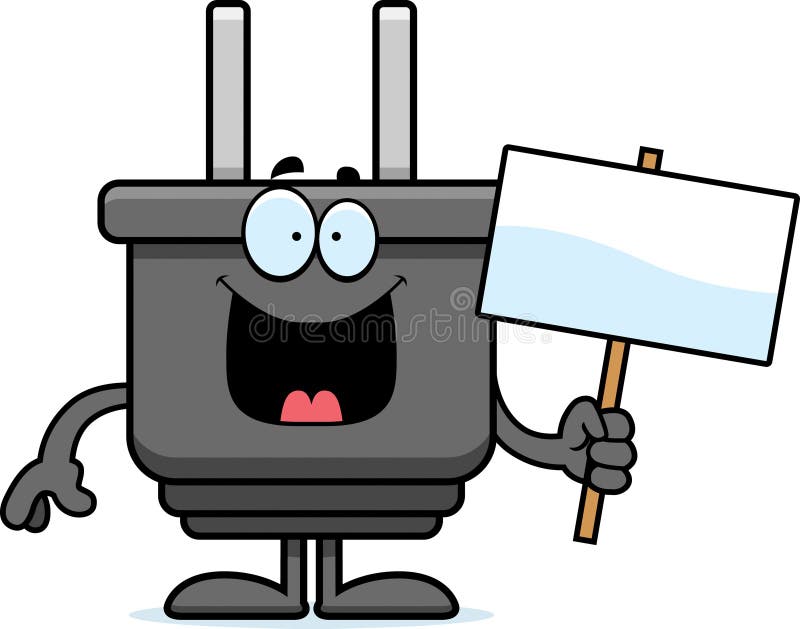 Cartoon Power Plug Sign stock vector. Illustration of electrical - 47782599