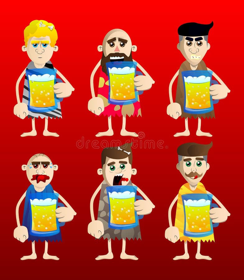 Prehistoric Man Drinking Beer. Making a Celebratory Toast. Stock Vector ...