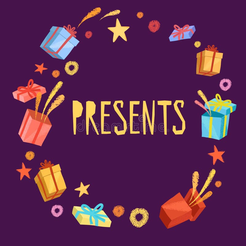 Cartoon Present Boxes Frame Stock Illustration - Illustration of ...
