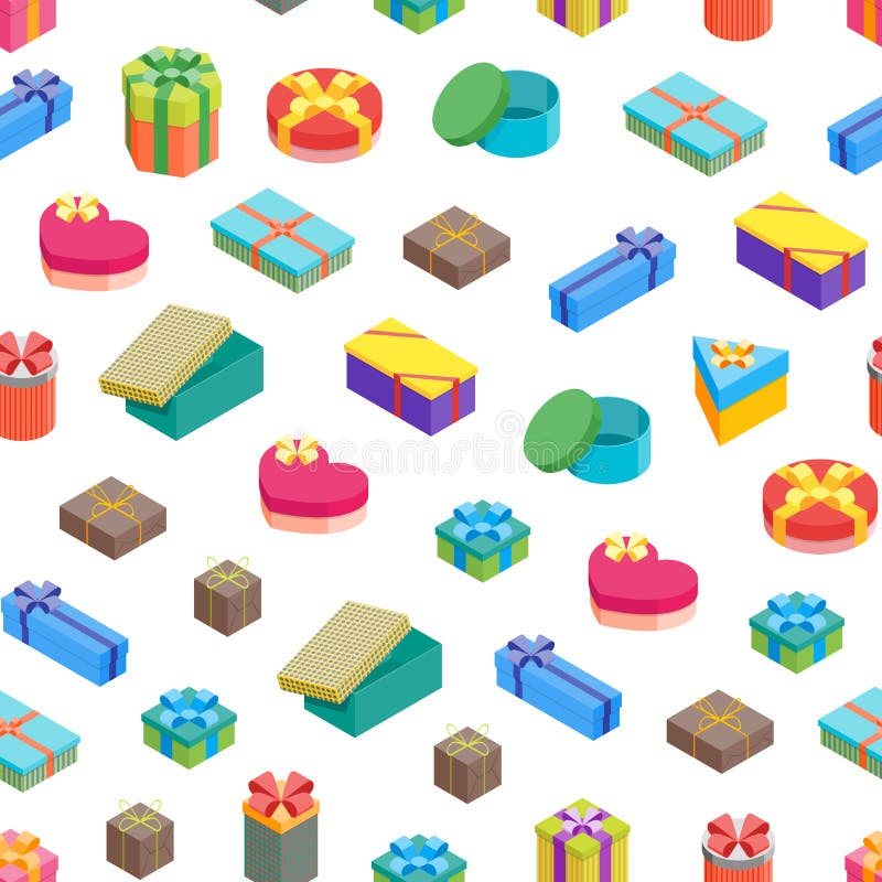 Cartoon Present Boxes Seamless Pattern Background. Vector Stock Vector ...