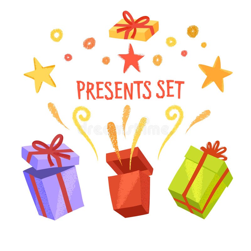 Cartoon Present Boxes Seamless Pattern Stock Vector - Illustration of ...