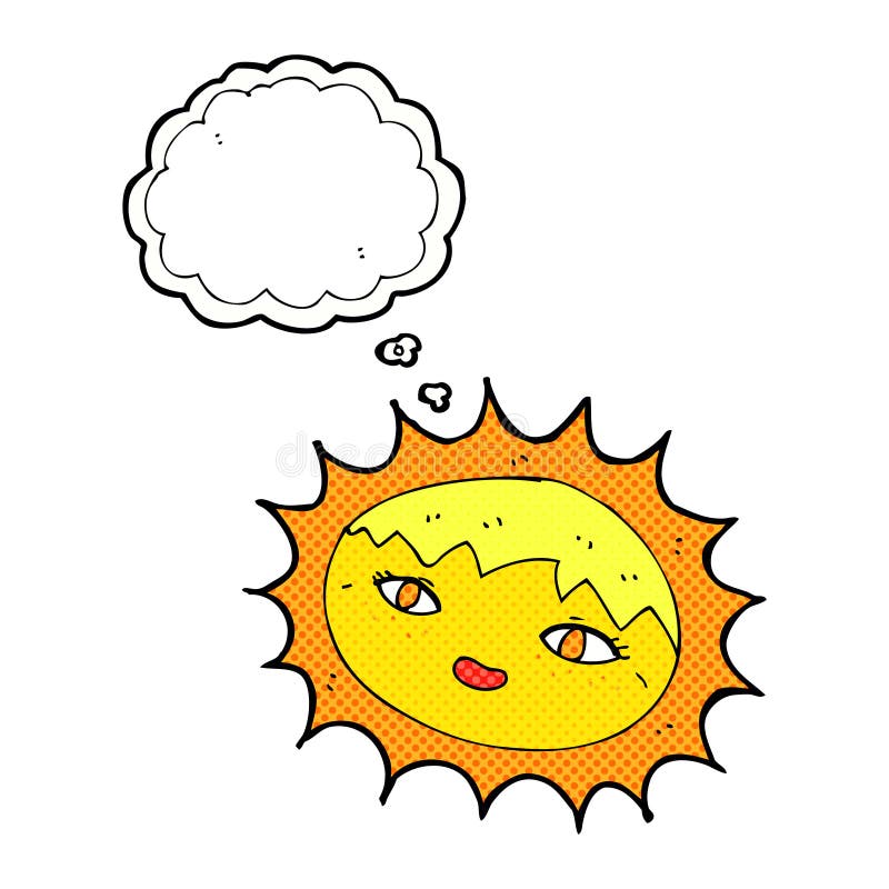 Cartoon Pretty Sun with Thought Bubble Stock Illustration ...