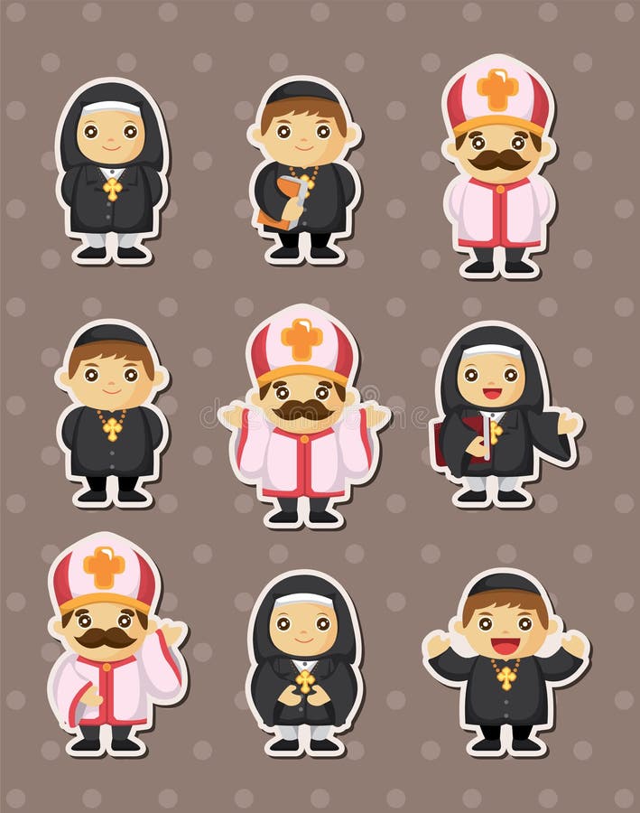 Cartoon priest stickers stock vector. Illustration of catholic - 26558517