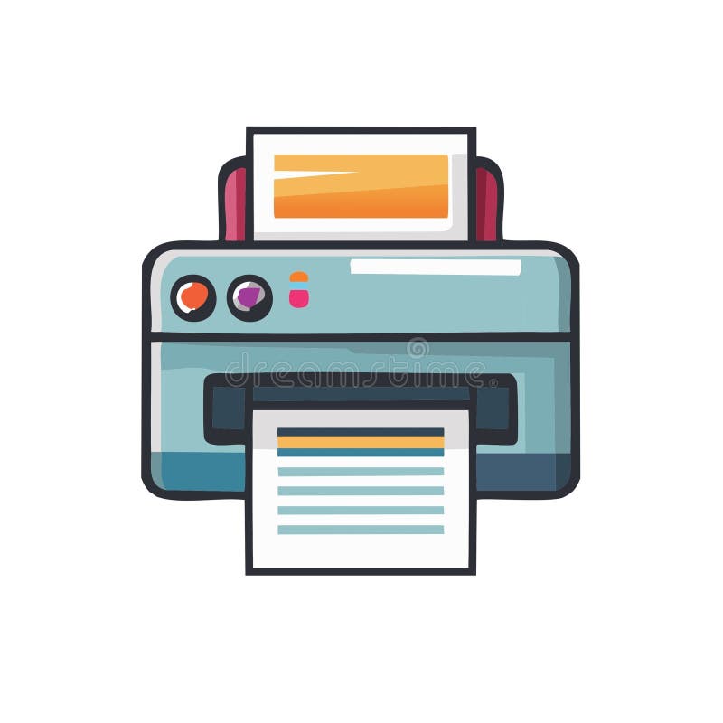 Cartoon Printer Printing Document, Office Equipment Illustration ...