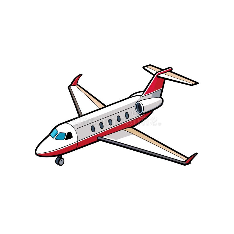 Cartoon Private Jet Illustration on White Background Stock Illustration ...