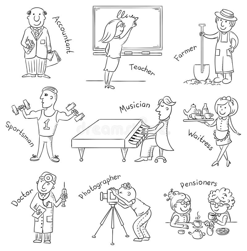 Cartoon Profession Set stock vector. Illustration of collection - 50511073