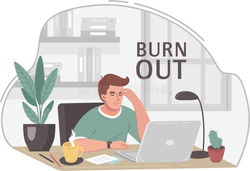 Professional Burnout Cartoon Illustration Stock Vector - Illustration ...