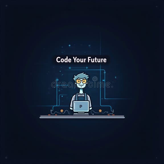 Code Your Future Tech Illustration Stock Illustration - Illustration of motivation, digital ...