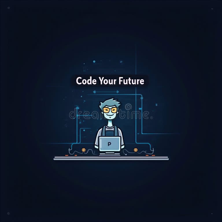 Code Your Future Tech Illustration Stock Illustration - Illustration of ...
