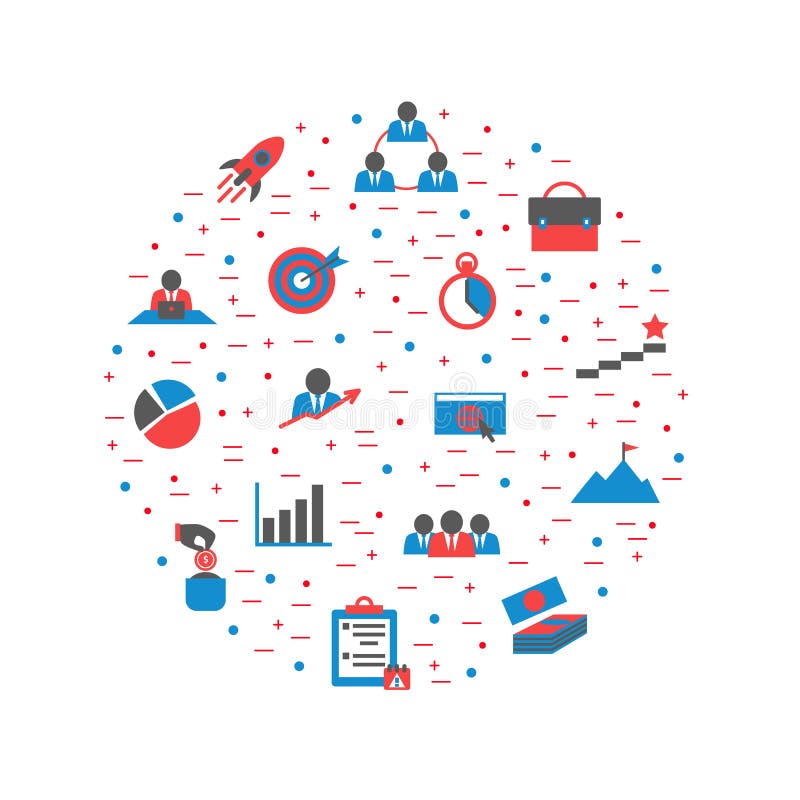 Cartoon Project Management Color Round Design Template. Vector Stock ...