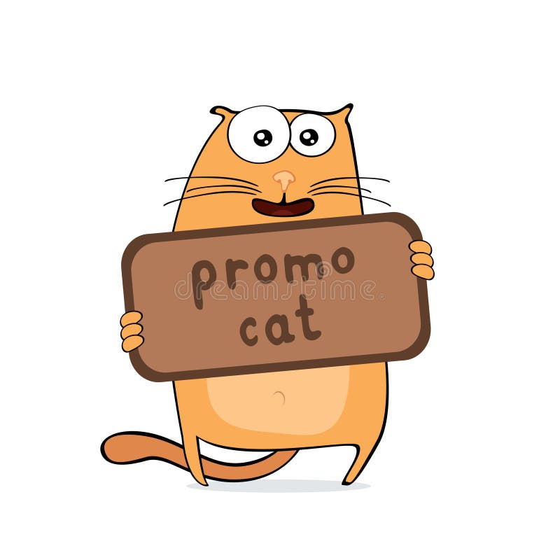 Cartoon promo cat stock vector. Illustration of advertisement - 24139429