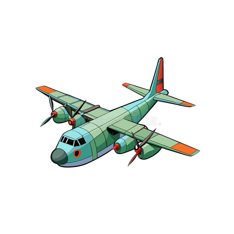 Cartoon Propeller Plane Illustration on White Background Stock ...