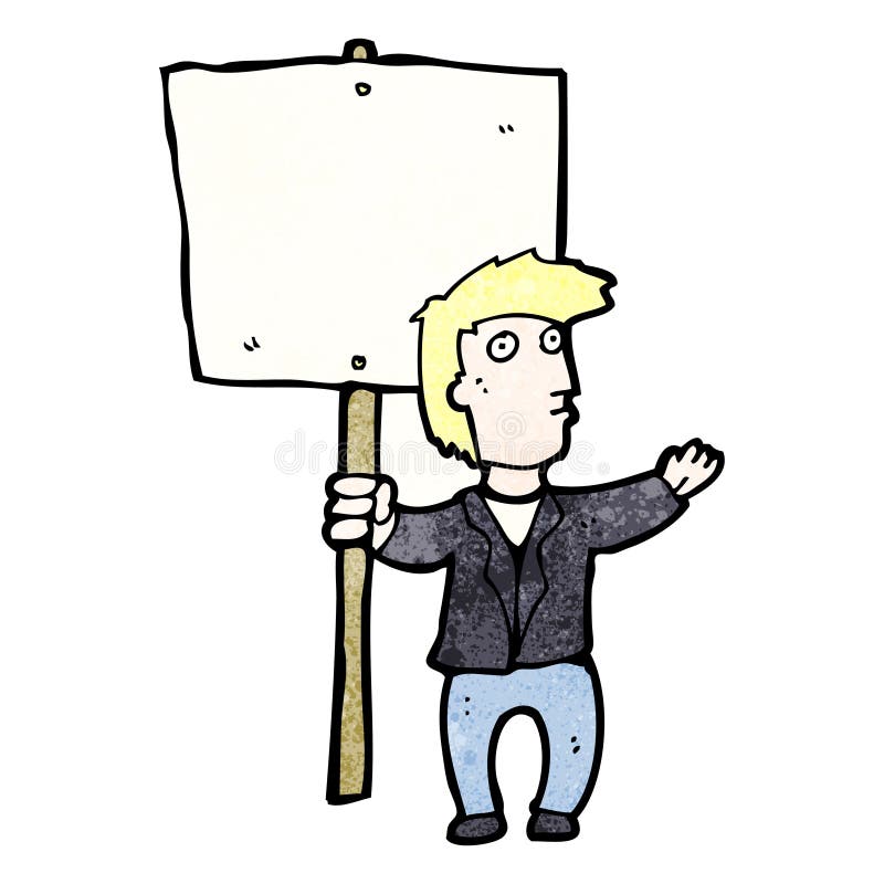 Cartoon Protester with Sign Stock Vector - Illustration of clip, doodle ...