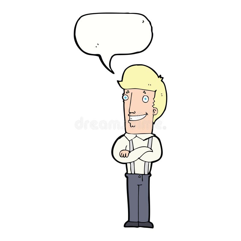 Cartoon Proud Man with Speech Bubble Stock Illustration - Illustration ...