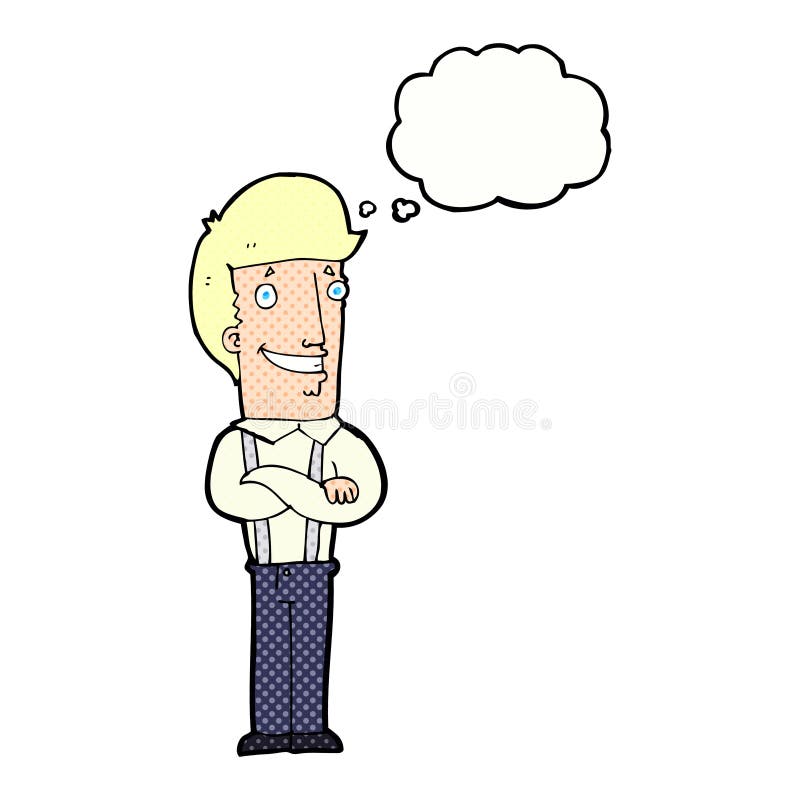 Cartoon Proud Man with Thought Bubble Stock Illustration - Illustration ...