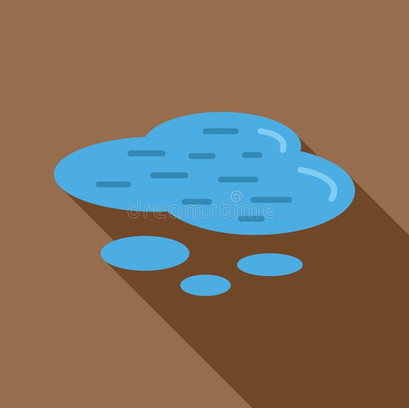 Blue Water Puddle Forming on Brown Surface with Long Shadow Stock ...