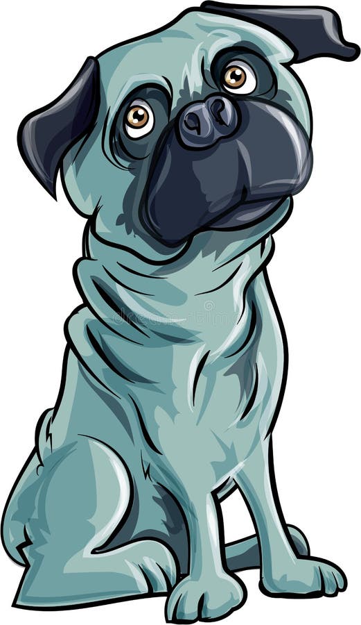 Cartoon pug dog stock illustration. Illustration of character - 39946707