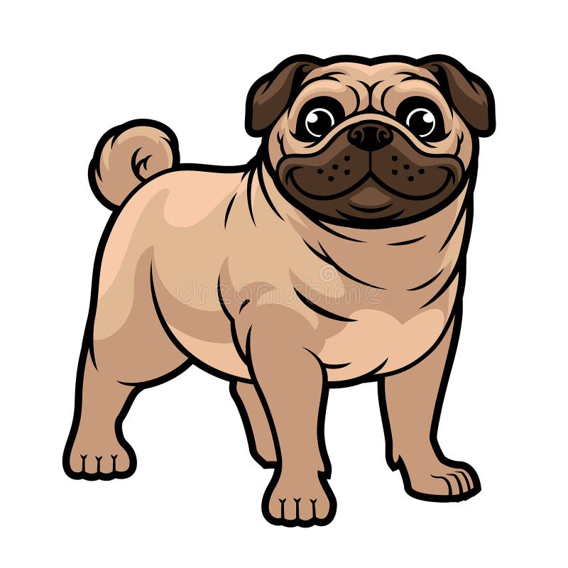 Cartoon pug dog mascot stock vector. Illustration of adorable - 195259865