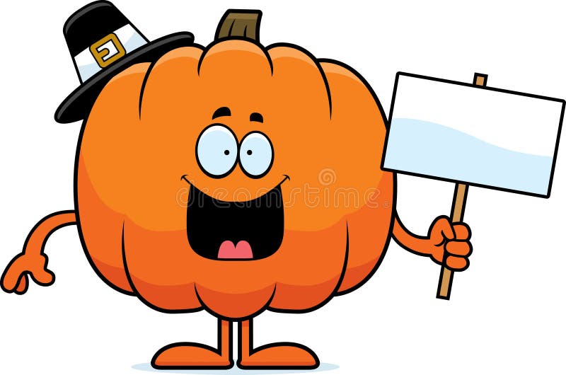 Cartoon Pumpkin Pilgrim Sign Stock Vector - Illustration of vector ...