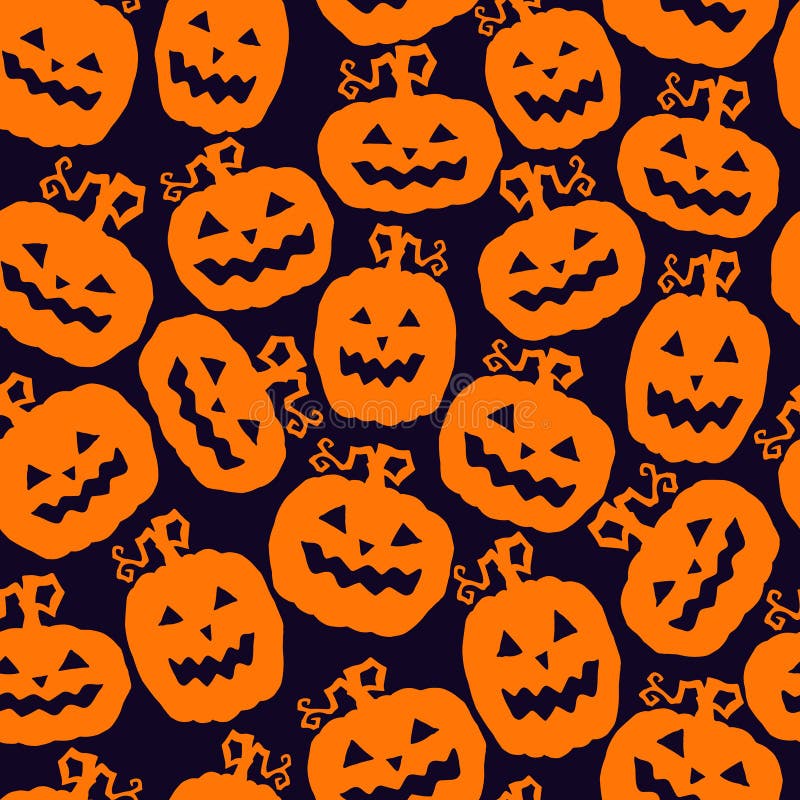 Cartoon Pumpkins Seamless Pattern, Vector Illustration Stock Vector ...