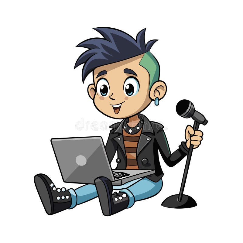 Cartoon Rocker Screaming with Speech Bubble Stock Vector - Illustration ...