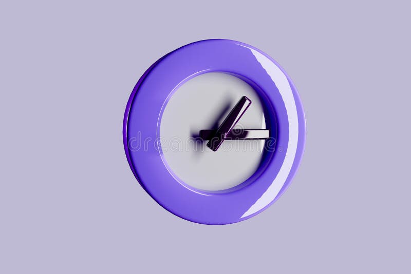 Cartoon Purple Clocks with Black Hands 3d Render. Stock Illustration ...