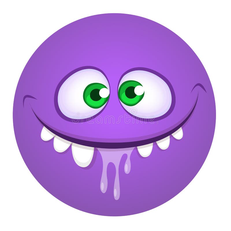 Cartoon Purple Happy Monster Face Avatar. Vector Illustration Stock ...