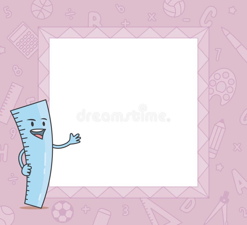 Ruler Character Cartoon Design and Text Box Frame for Message Stock ...