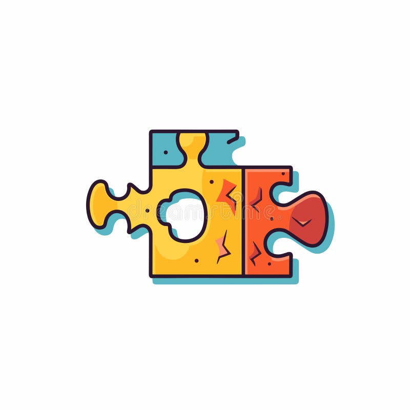 Cartoon Puzzle Piece with Vibrant Colors Illustration Stock ...