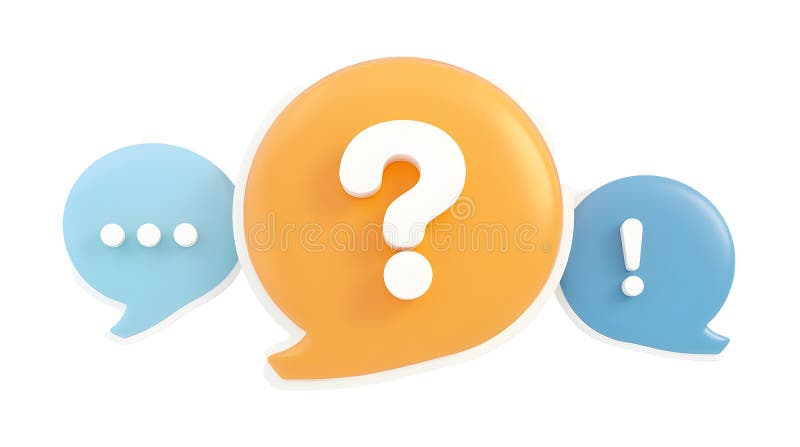 Cartoon Question Mark and Exclamation Point, Chat Mark, 3d Rendering ...