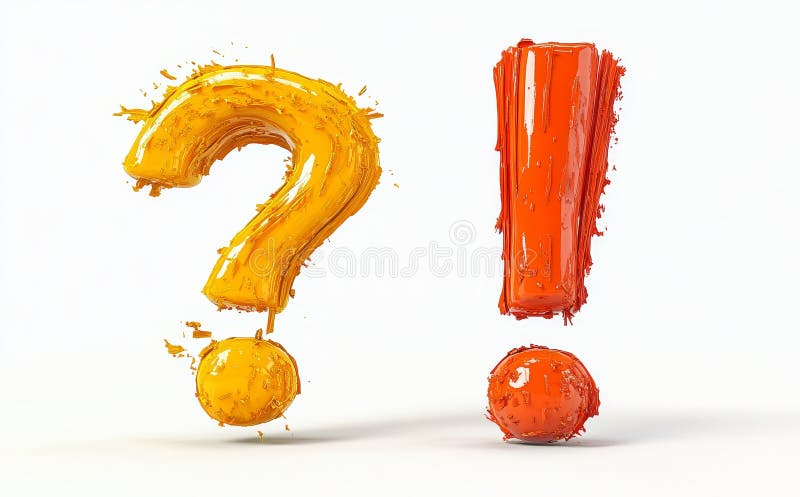 Cartoon Question Mark and Exclamation Point, Chat Mark, Made Using 3d ...