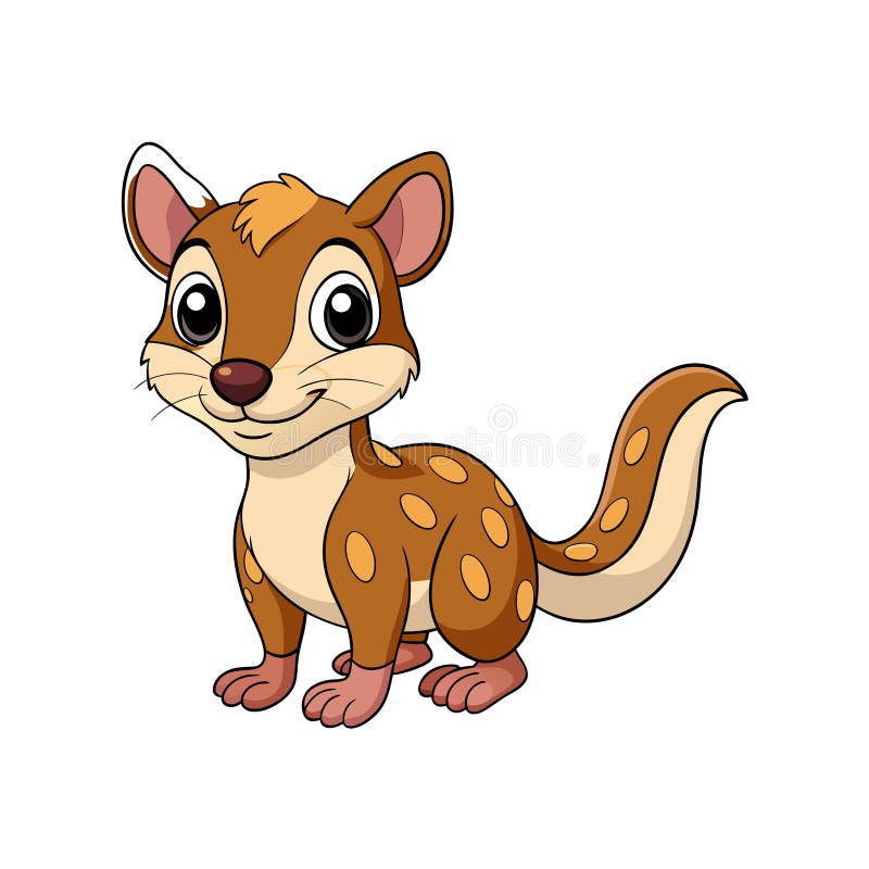 Cartoon Quoll Character Standing Posing Front View Illustration Stock ...