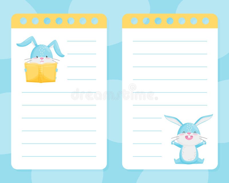 Cartoon Rabbit Empty White Card with Cute Animal Vector Template Stock ...