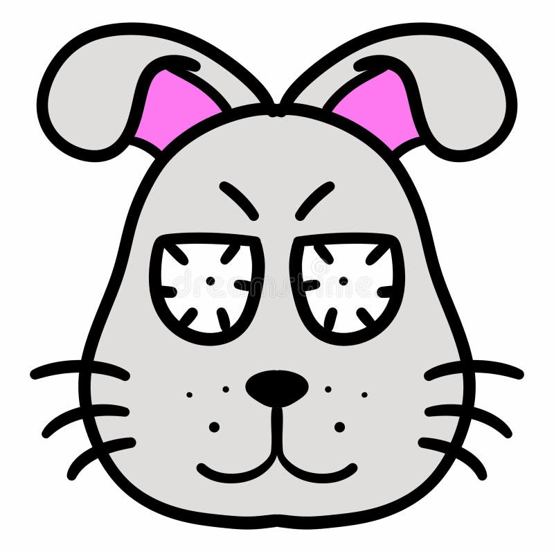 Cartoon Rabbit Face with Big Red Eyes Stock Illustration - Illustration ...