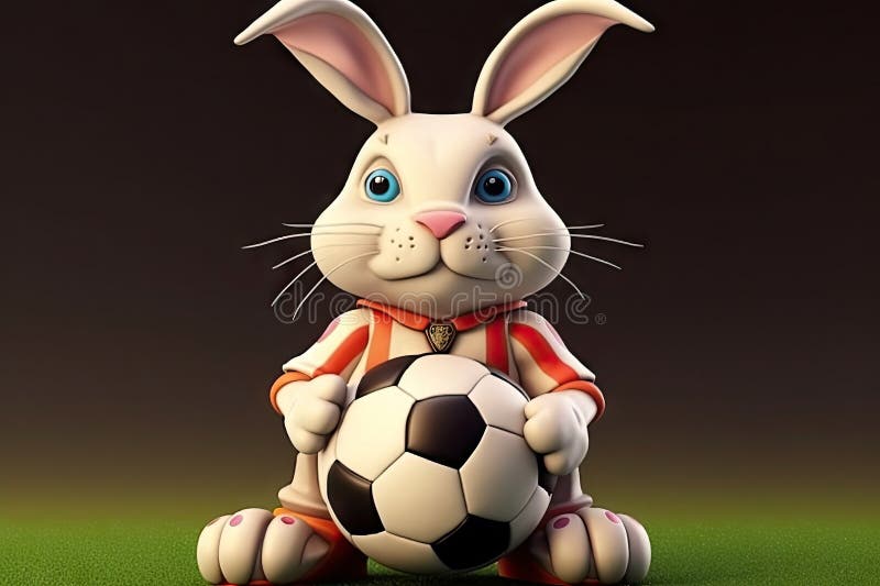 Cartoon Rabbit Holding Soccer Ball Stock Illustration - Illustration of ...