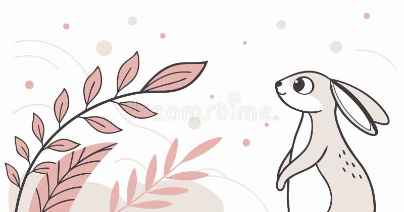 A Cartoon Rabbit Looking Curiously at the Plants in Front of Him. Stock ...