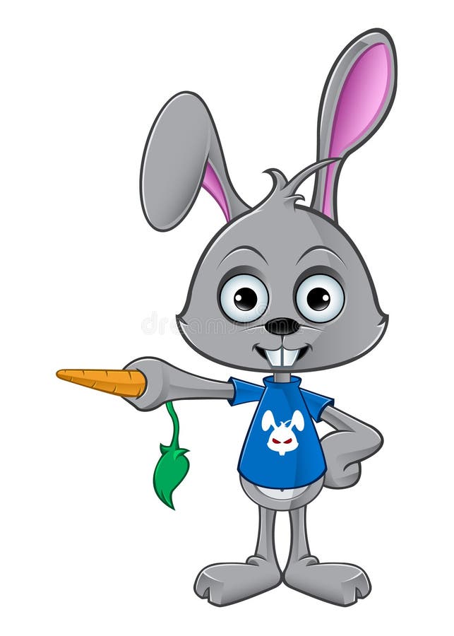 Cartoon Rabbit - Pointing with Carrot Stock Vector - Illustration of ...
