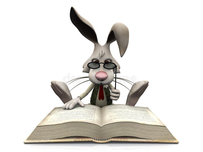Cartoon Rabbit Reading Big Book. Stock Illustration - Illustration of ...