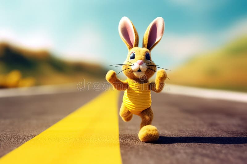 Cartoon Rabbit Runs in the Competition. Stock Illustration ...