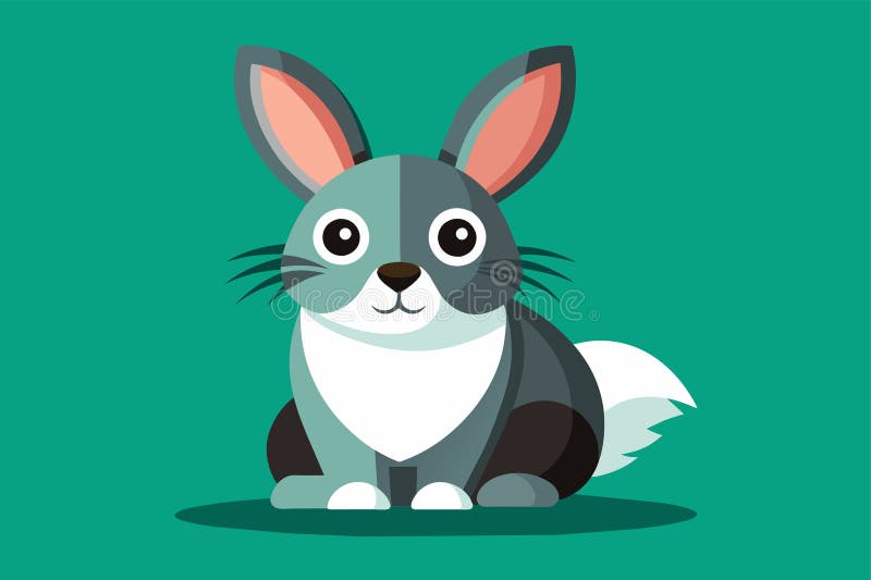 A Cartoon Rabbit is Seated on a Solid Green Backdrop, Rabbit ...