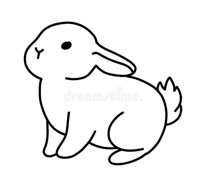 Cartoon Rabbit. Simple Doodle Hand Drawn Bunny. Vector Sketch Stock ...