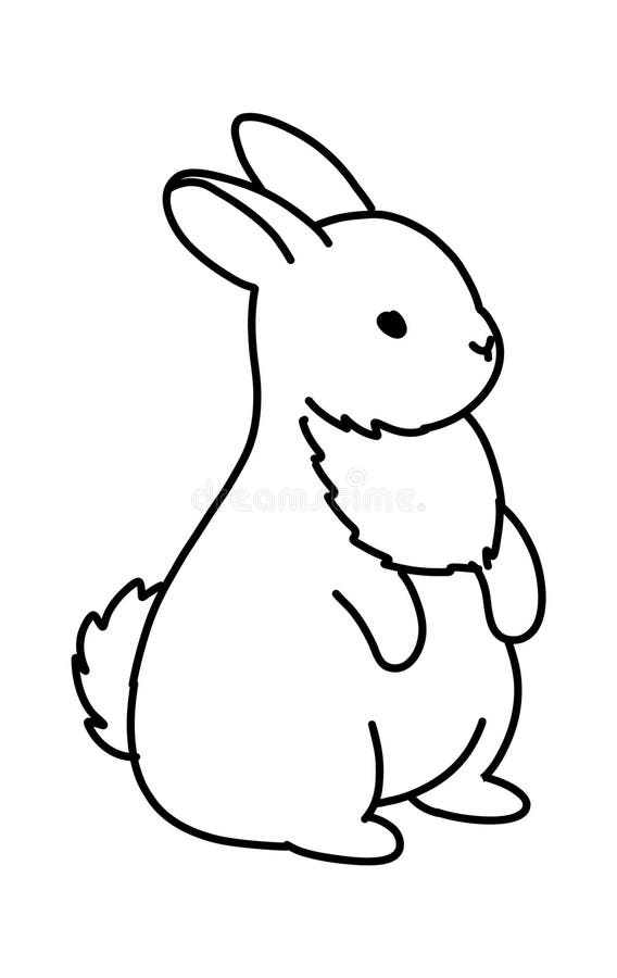 Cartoon Rabbit. Simple Doodle Hand Drawn Bunny. Vector Sketch Stock ...