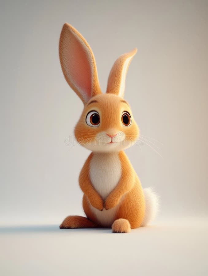 Cartoon Rabbit White Surface Stock Illustration - Illustration of ...