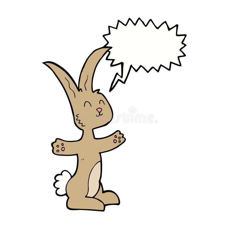 Cartoon Rabbit with Speech Bubble Stock Illustration - Illustration of ...