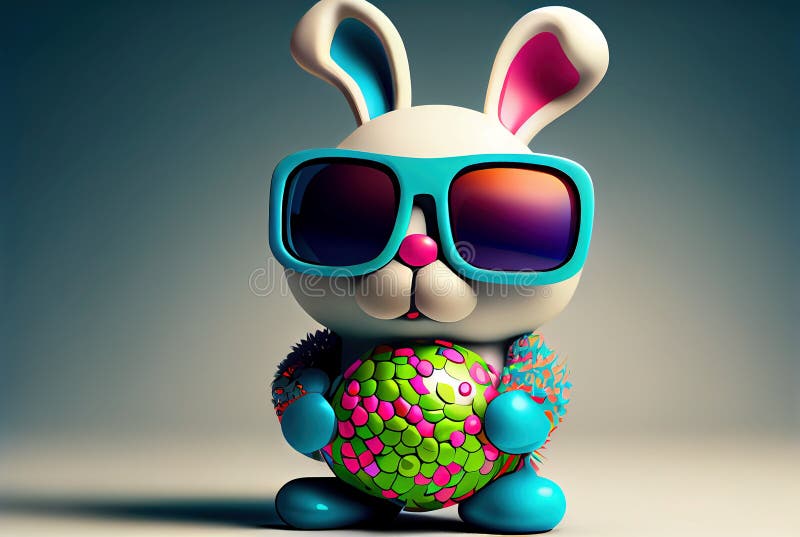 Cartoon Rabbit with Sunglasses, Easter Bunny. AI Generated Stock ...