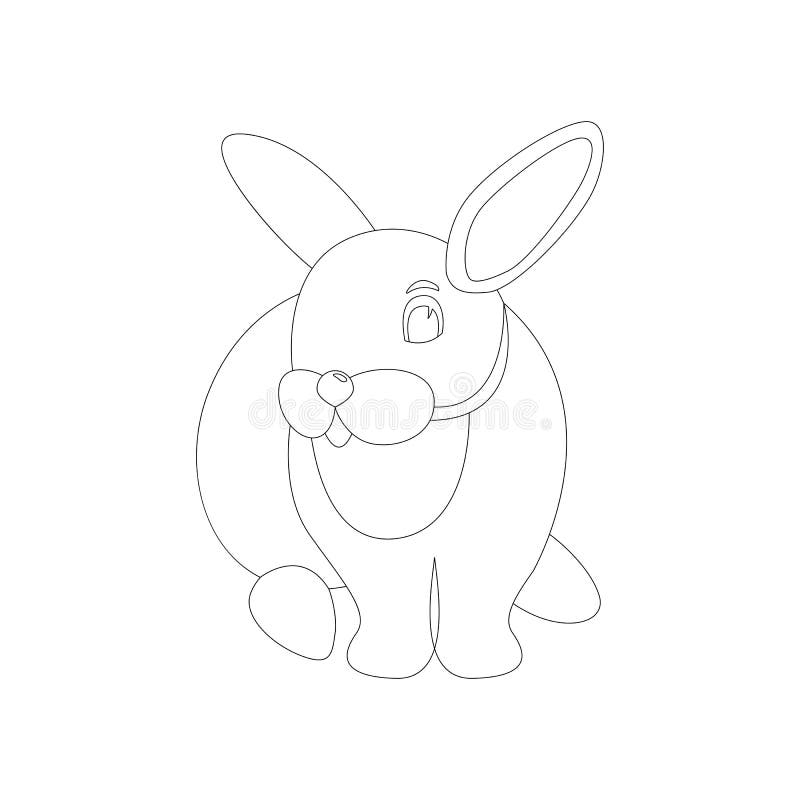 Cartoon Rabbit, Vector Illustration , Front View, Lining Stock Vector ...