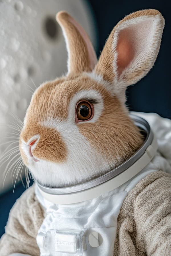 A Cartoon Rabbit Wears a Space Suit and Sits on a Couch, Ready for ...